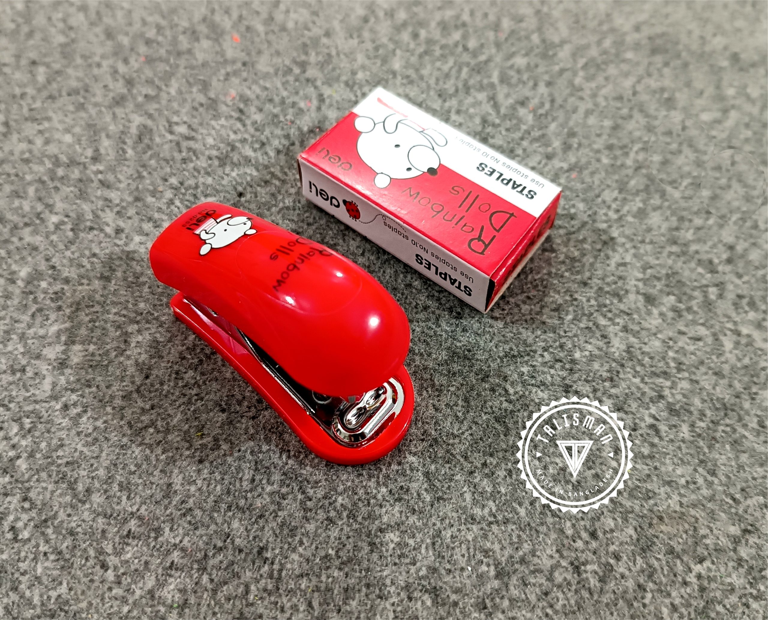 Deli E0253 Mini Stapler Machine Set (Red) – 01 Pc – Talisman Bangladesh