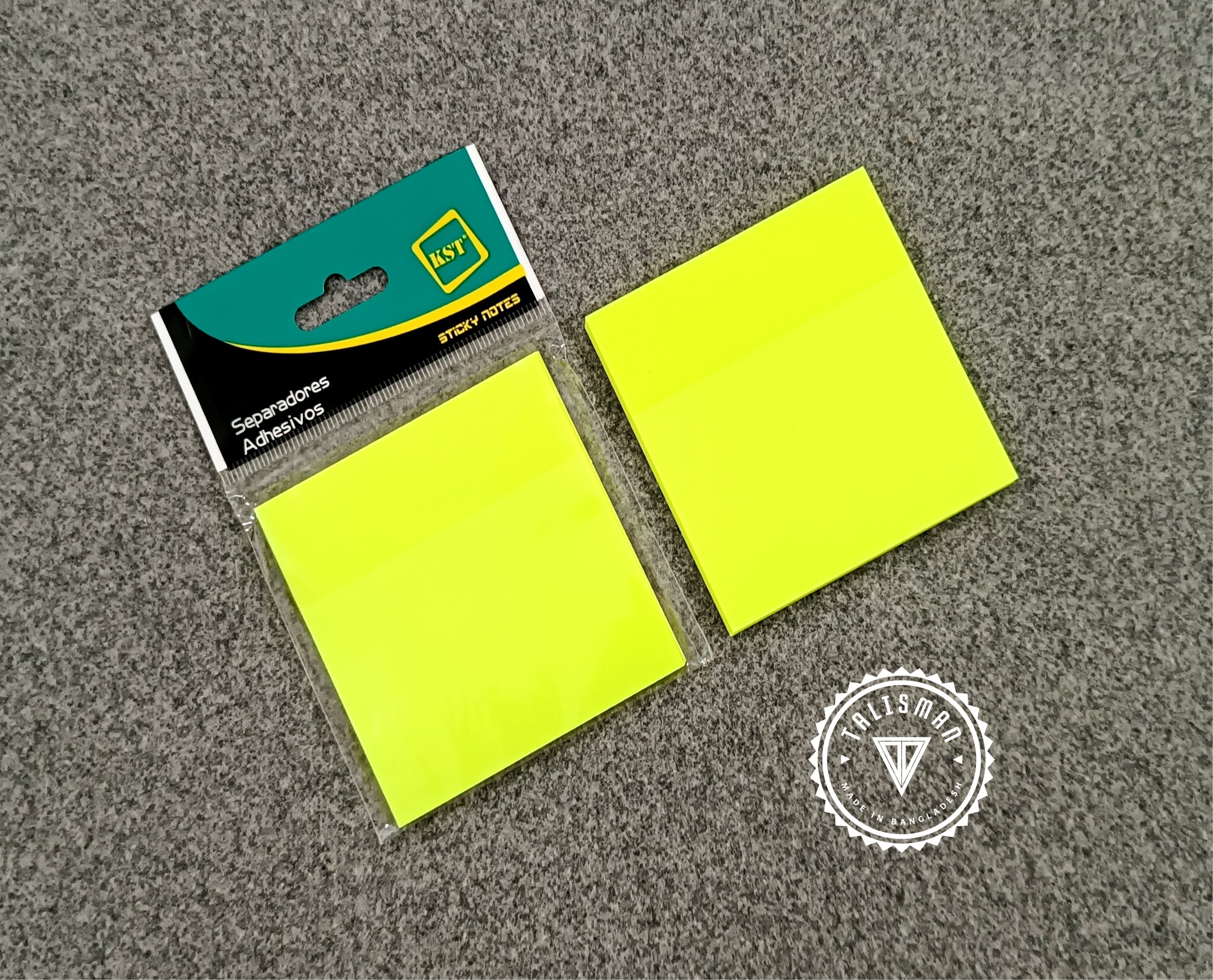 KST09 3″X3″ 40 Sheets Plastic Transparent Sticky Notes (Neon Yellow ...